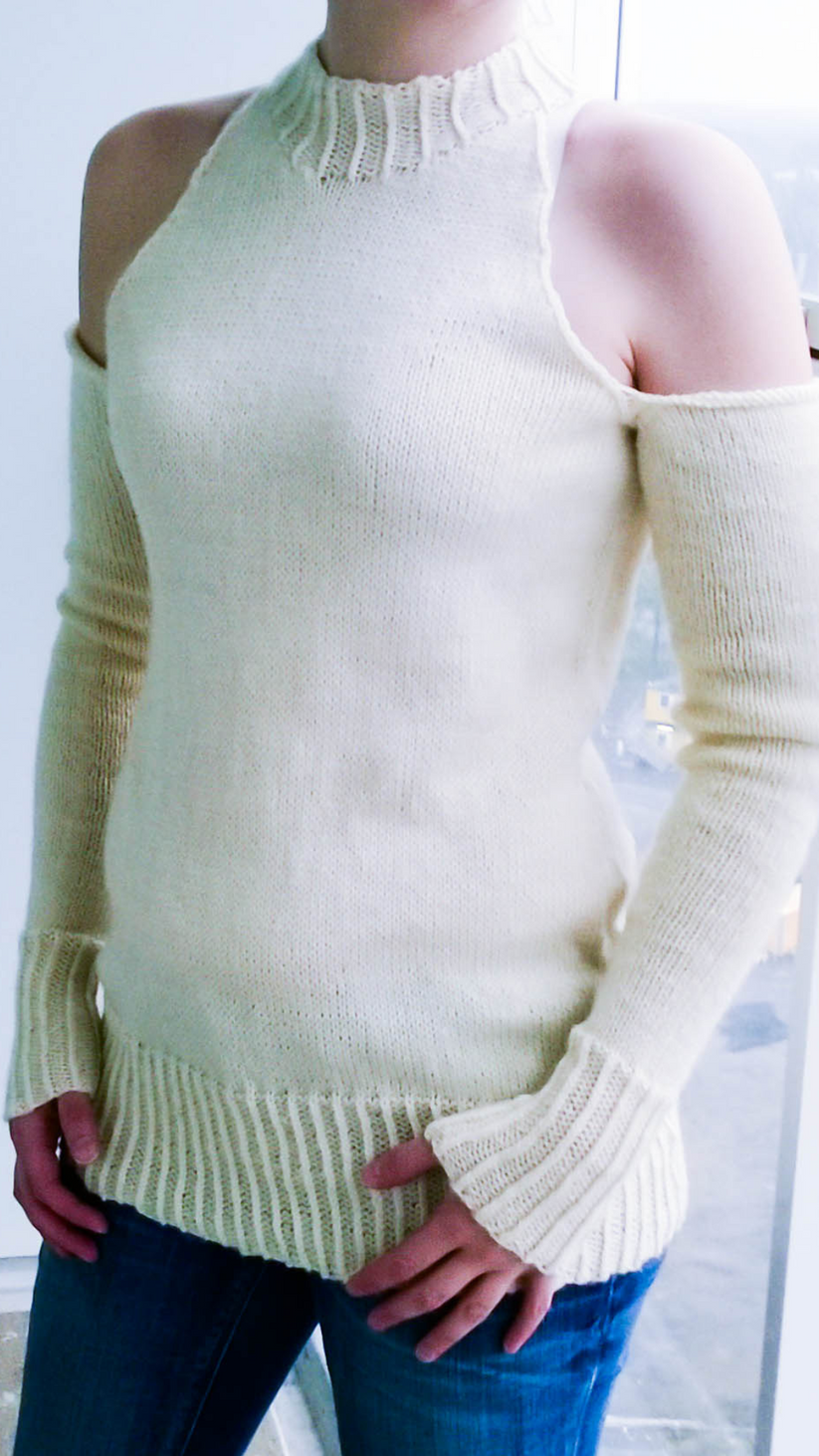 Cold Shoulder Knitting Pattern Post Apocalypse Sweater Sizes XS to XXL ...